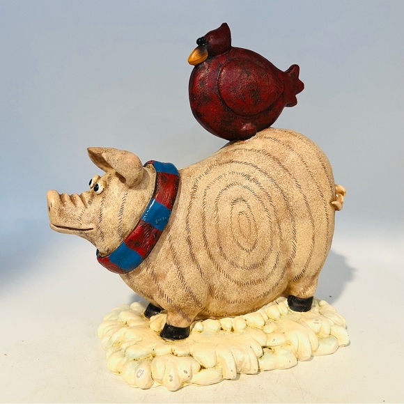 Other | Pig With Red Bird On Its Back Heavy 48 Lbs Could Be A Door Stop ...